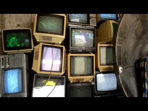 Vintage TV Installation - Grunge Retro Televisions for Fashion Shoot