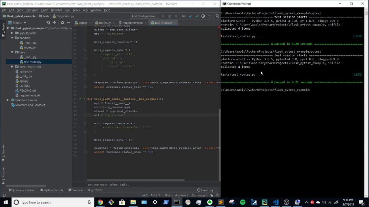 how to unit test flask routes and requests with pytest