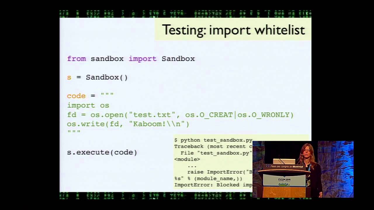 Jessica McKellar: Building and breaking a Python sandbox - PyCon 2014