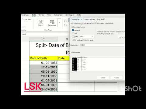 Split date of birth in DD MM YYYY FORMAT#excel #groupslist #excelformula #exceltips #excelfunction