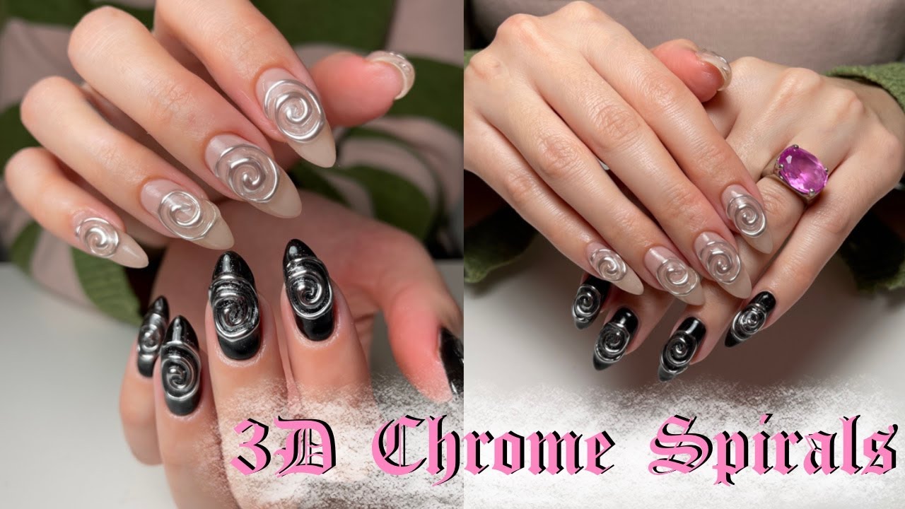 3D Chrome Spirals | Nail Art Tutorial