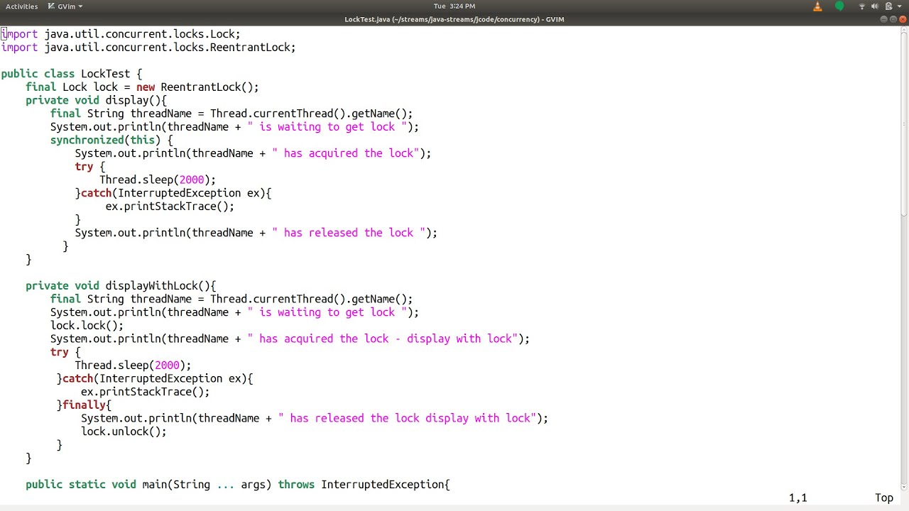 Java Live Coding : Concurrency ReentrantLock Part 1