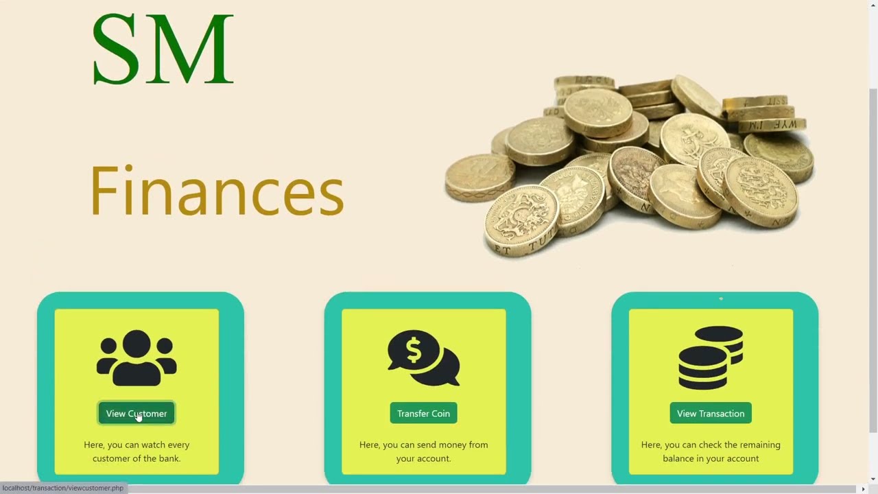 Basic Banking System Entry level PHP Project Sparks Foundation Web Development Internship #php #sql