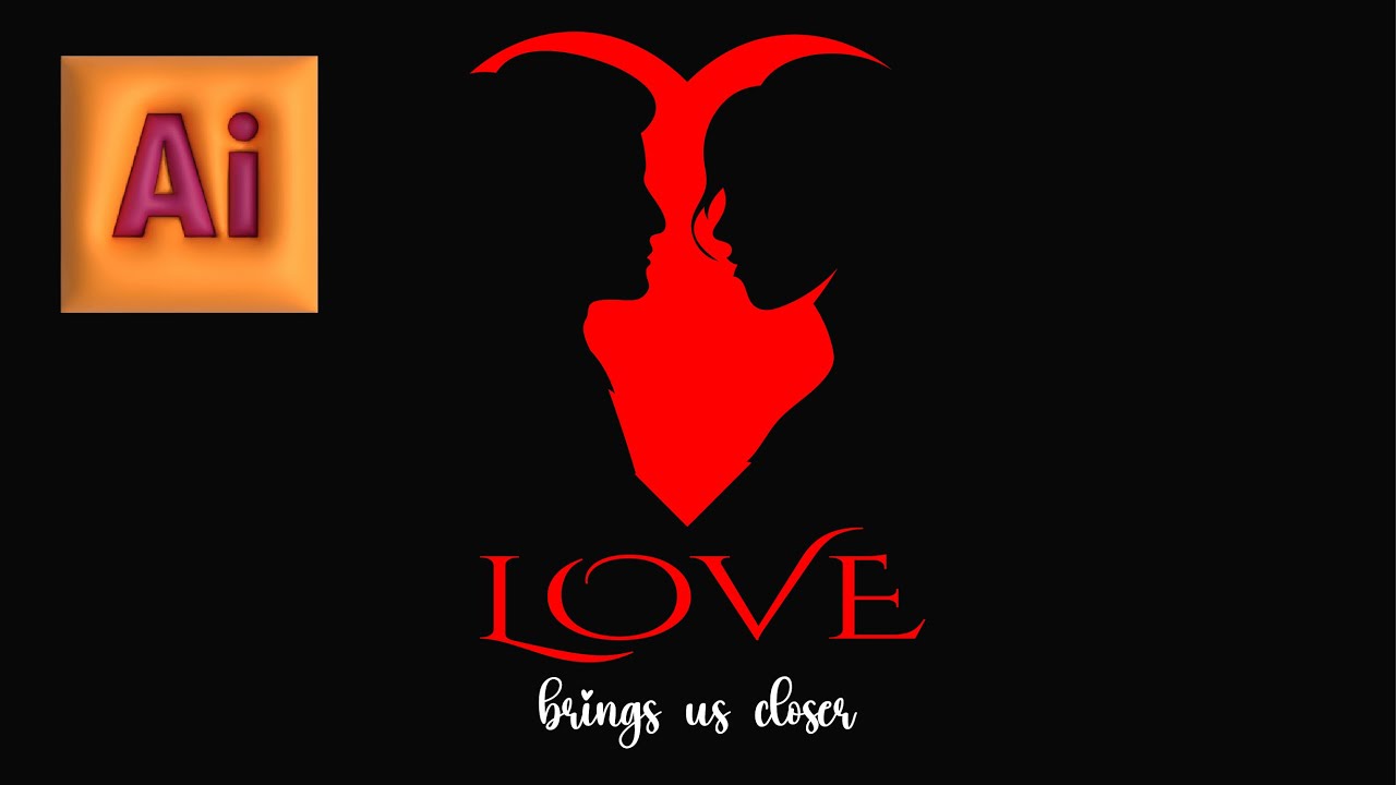 Man and Women Silhouette Face to Face in Red Heart - Premium Vector || Silhouette in Illustrator