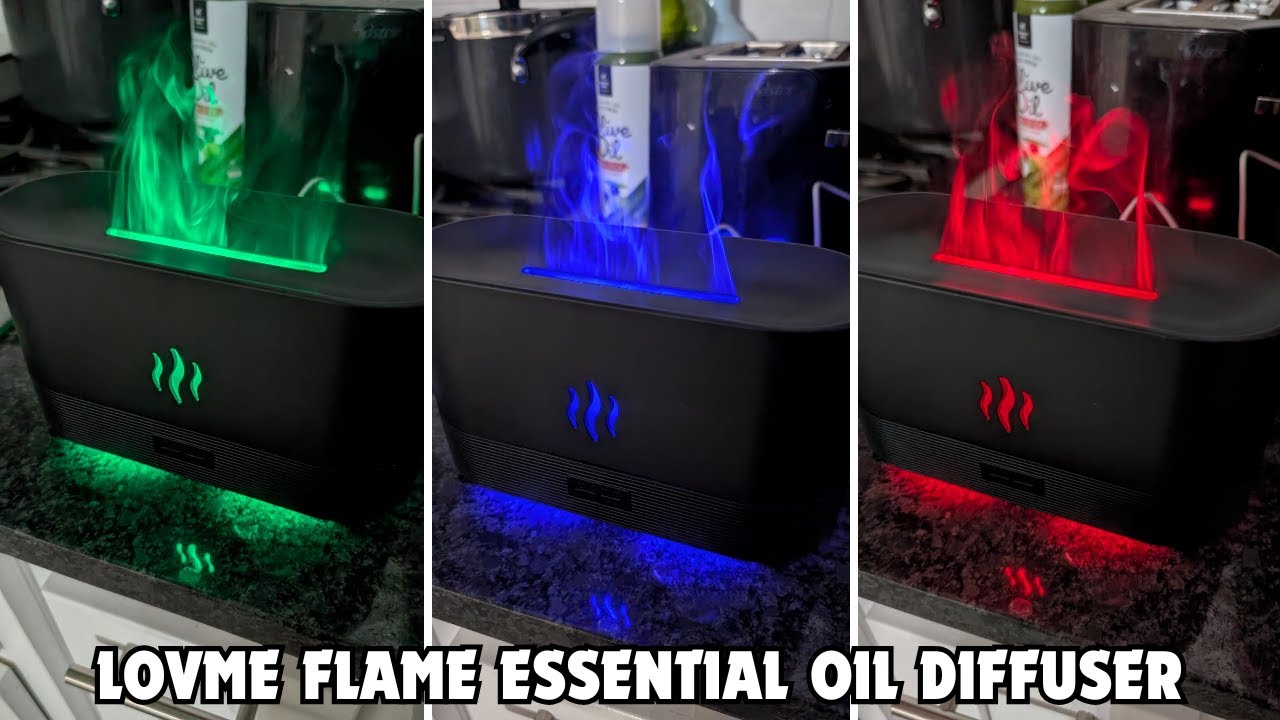 LOVME Flame Essential Oil Diffuser – 300ML RGB Aromatherapy & Quiet Air Humidifier