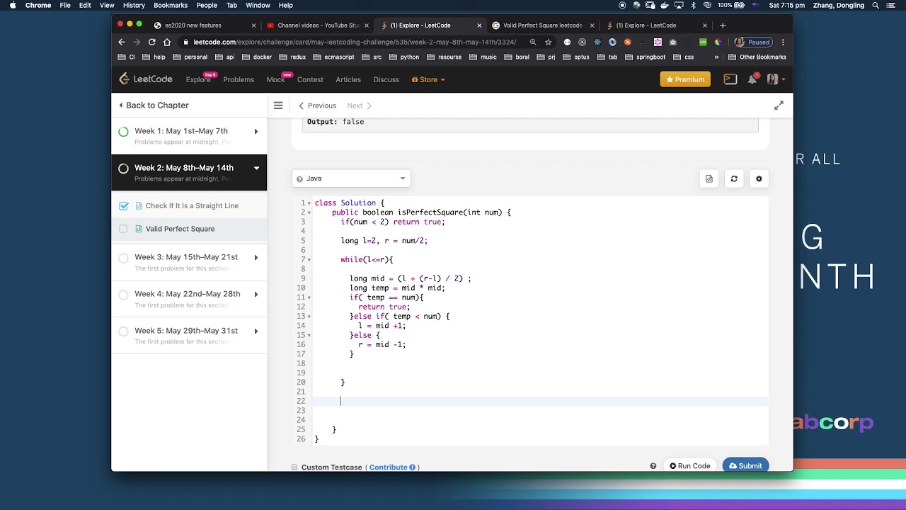leetcode q367  Valid Perfect Square | Java
