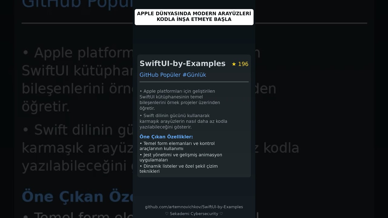 GitHub Trend Depoları: artemnovichkov/SwiftUI-by-Examples 🇹🇷