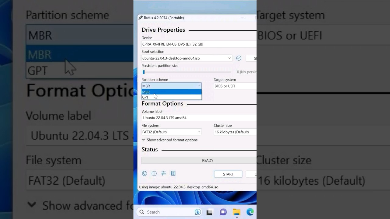 What to choose in Rufus? MBR or GPT