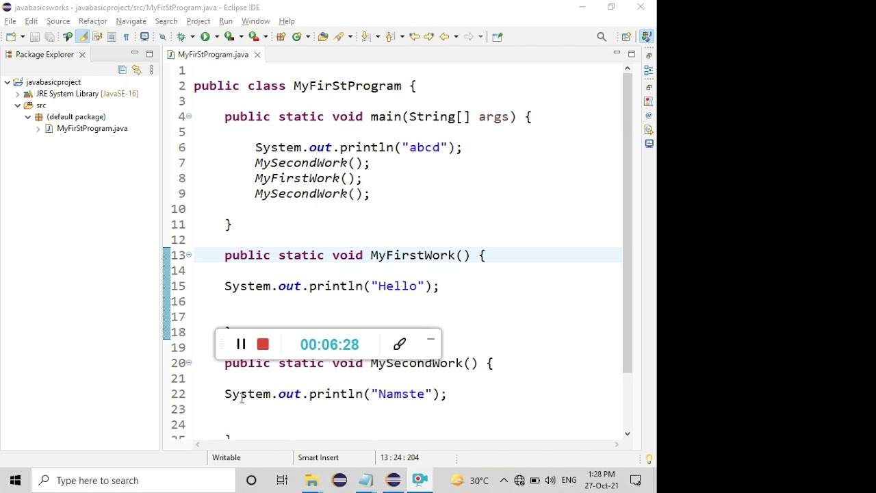 Basic Java ||  Eclipse || Oct_27_2021 Part 2