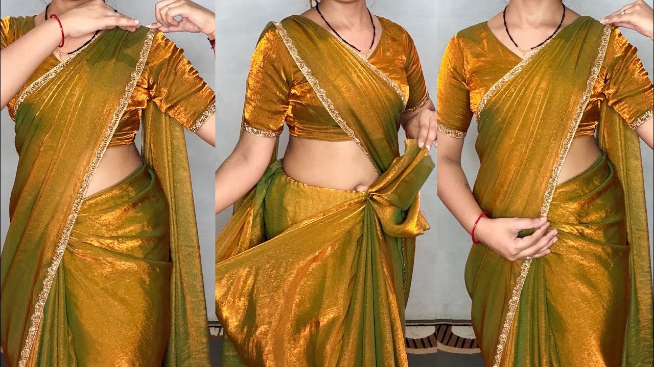 Latest saree draping tutorial/arrange properly side,lower pleats one safety pin🧷try this#saree#drape