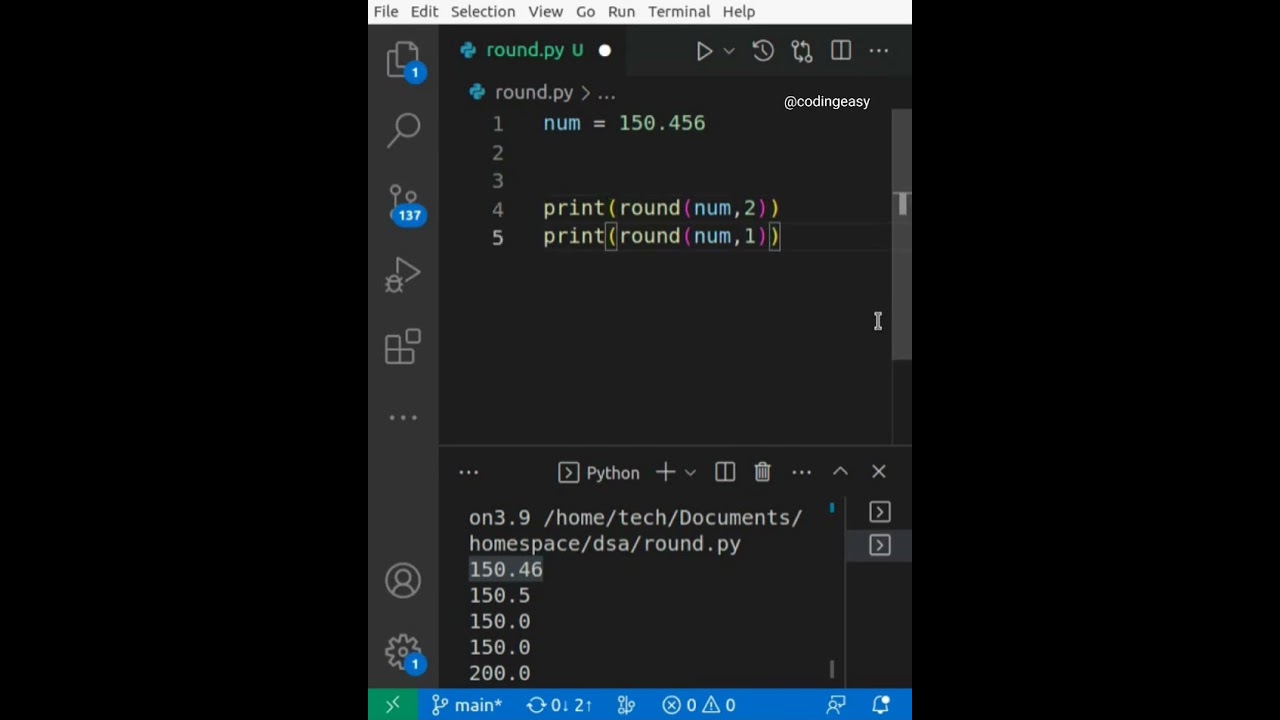 Python Rounding Tricks.. #python programming #coding
