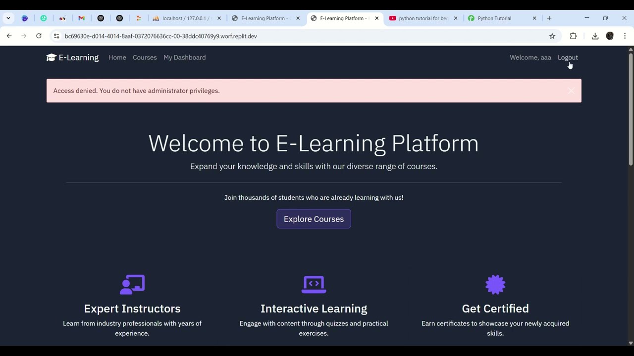 E-Learning Platform Using Python Flask