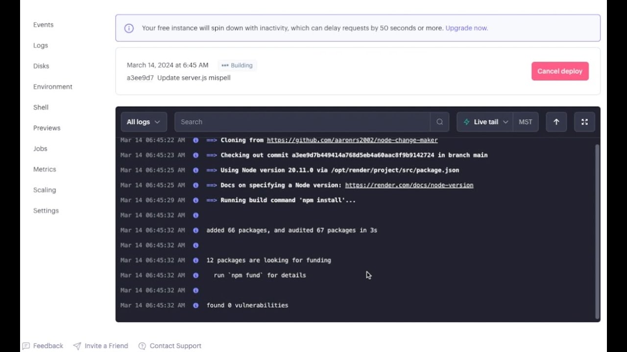 3. Hosting a Node.js web app on GitHub