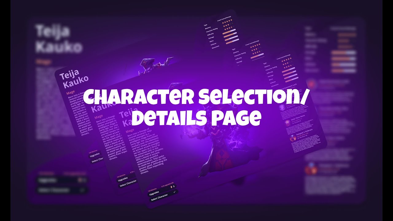 Character Selection Timelapse - UI Design