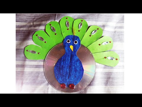 Recycling CD Craft Ideas | Peacock Craft for kids\Best out of waste Ideas