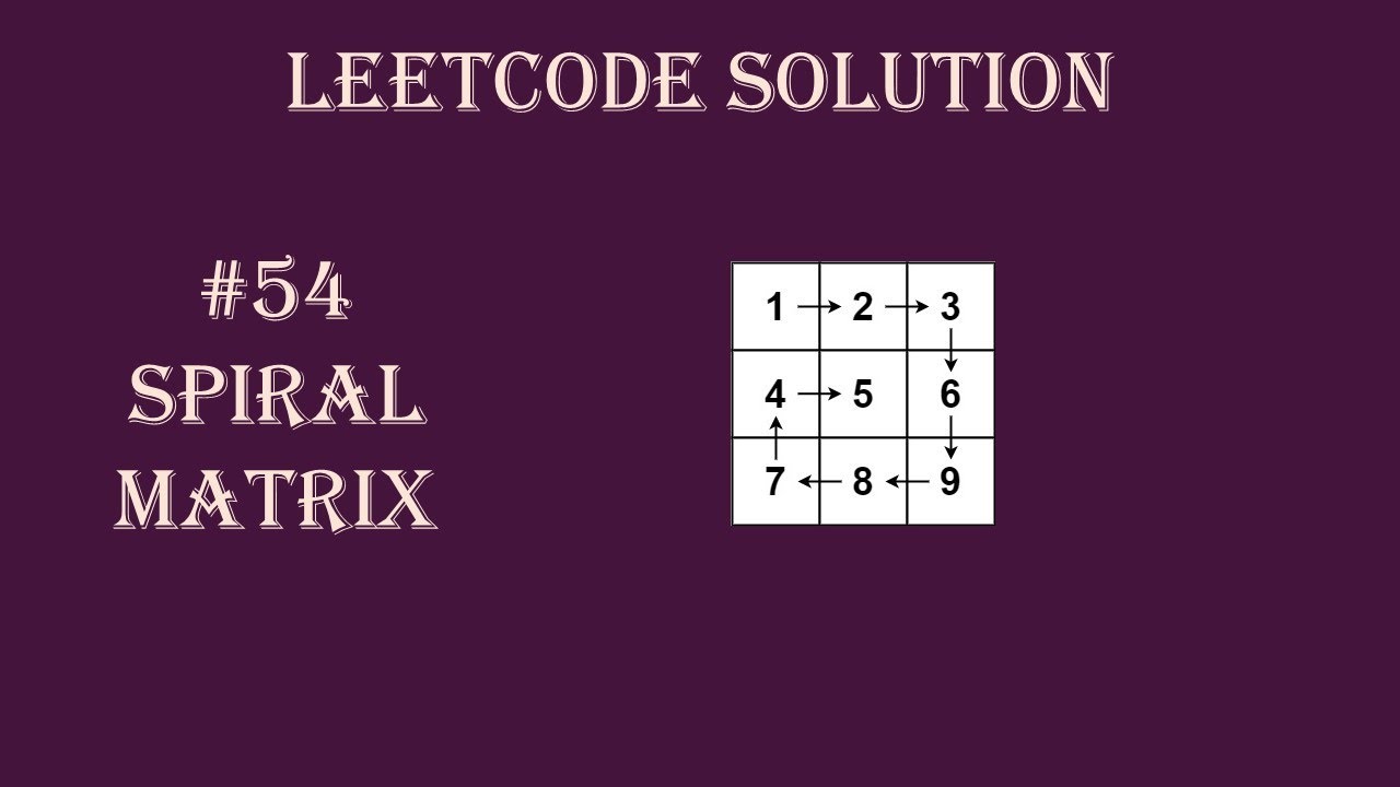Leetcode 54 - Spiral Matrix | Python Solution