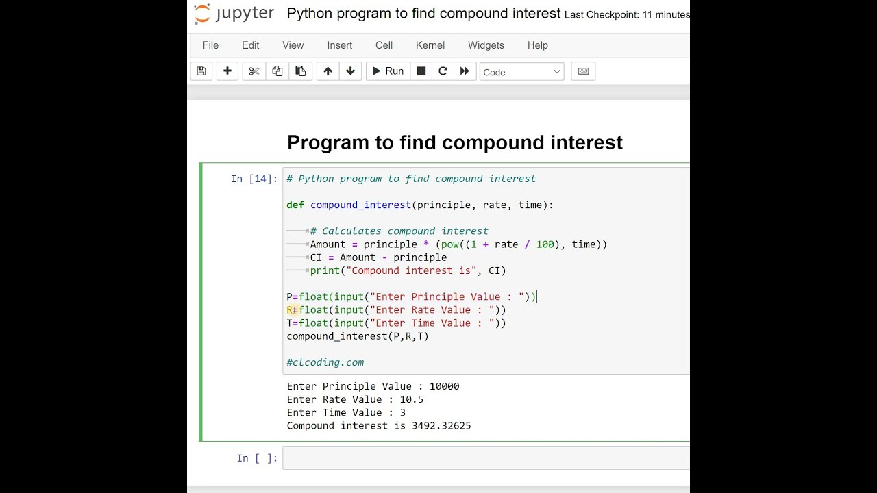 Day 68 : Python program to find compound interest