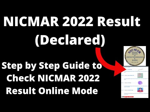 NICMAR 2022 Result (Declared) - How to Check Official NICMAR 2022 Result Online Mode