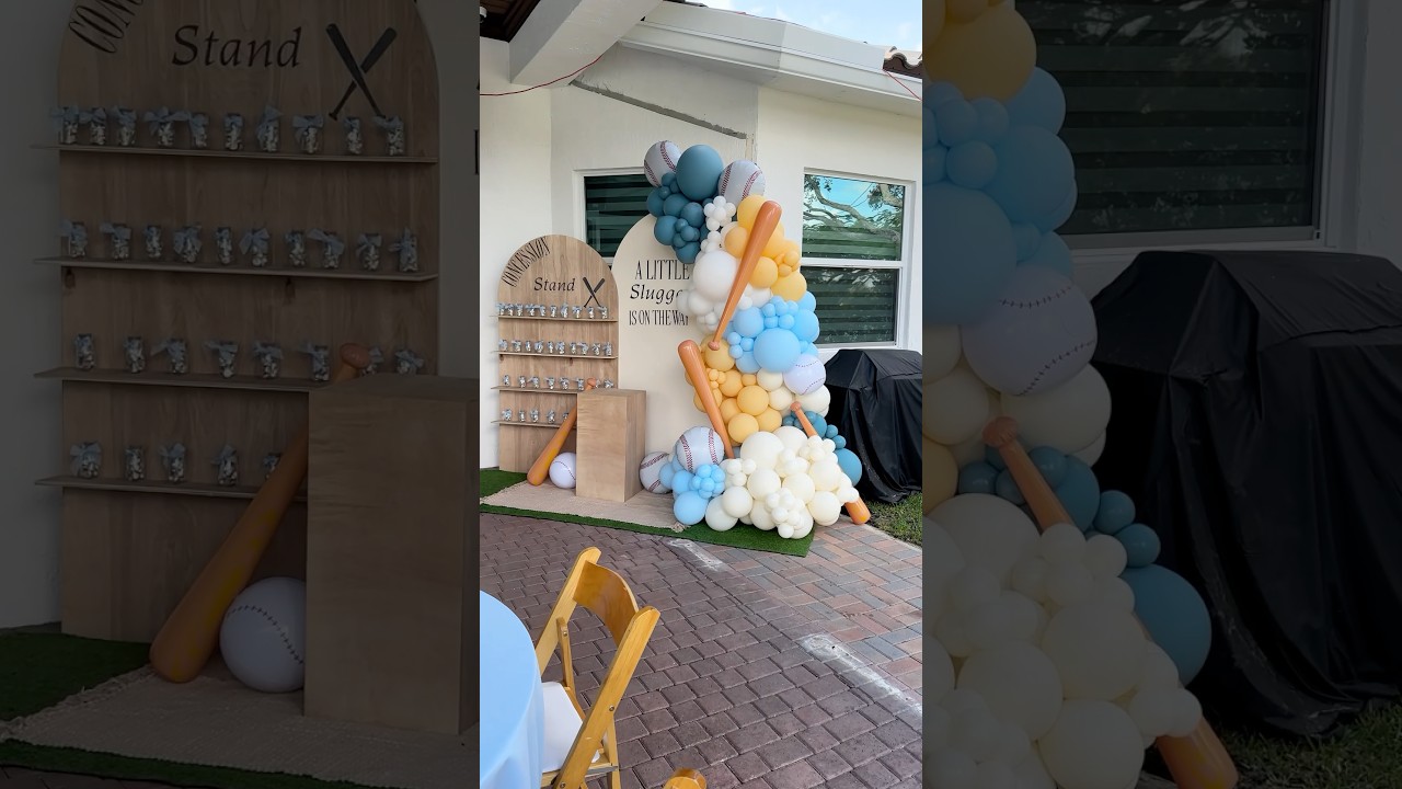 A little slugger is almost here! ⚾💙 The perfect baseball-themed baby shower setup! #PartyGoals