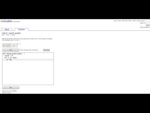 List-2 (count_evens) Python Tutorial || Codingbat.com