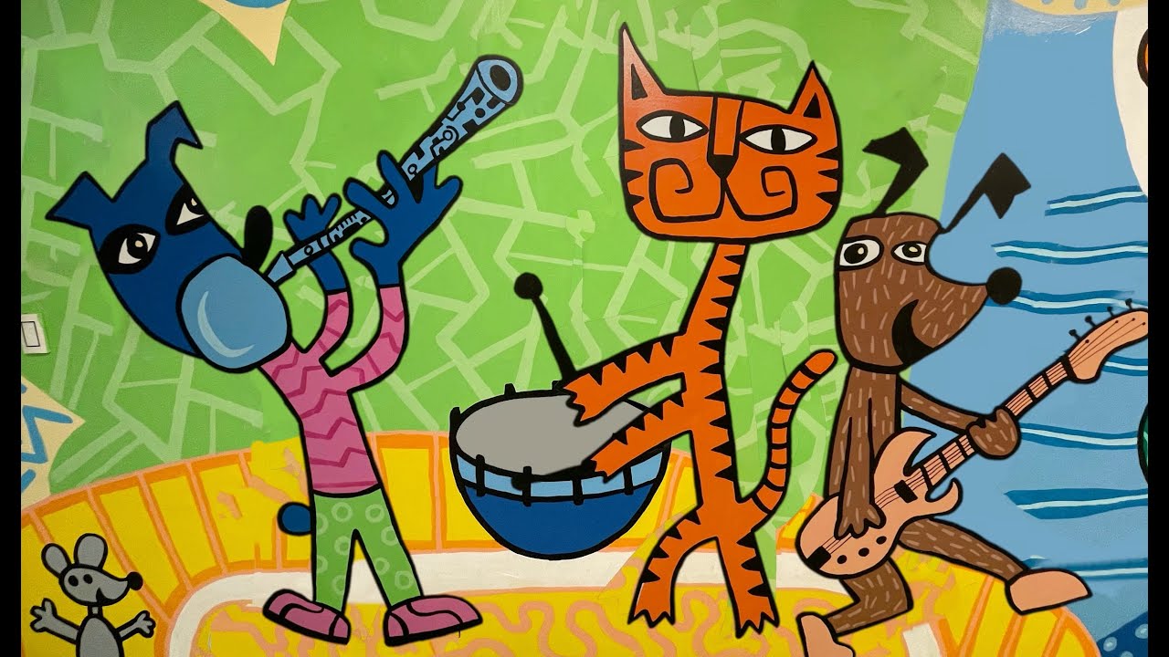 East Dover Mural painting w/ art teacher Rebecca Rosa & her students