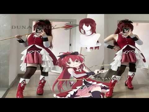 Anime Puella Magi Madoka Magica Sakura Kyoko Costume Cosplay Clothes Wig Cosplay Battle Dr