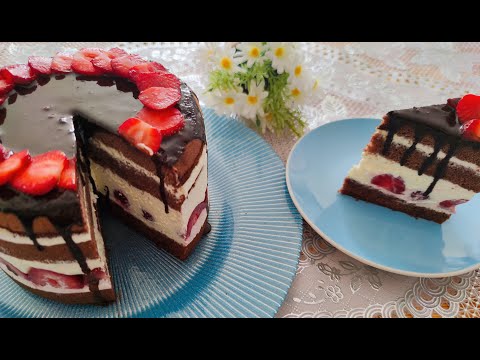 Торт з полуницею "Танго" ! Strawberry cake "Tango"! Ідеальний Торт: Какао, Полуниця, Ніжний Крем !
