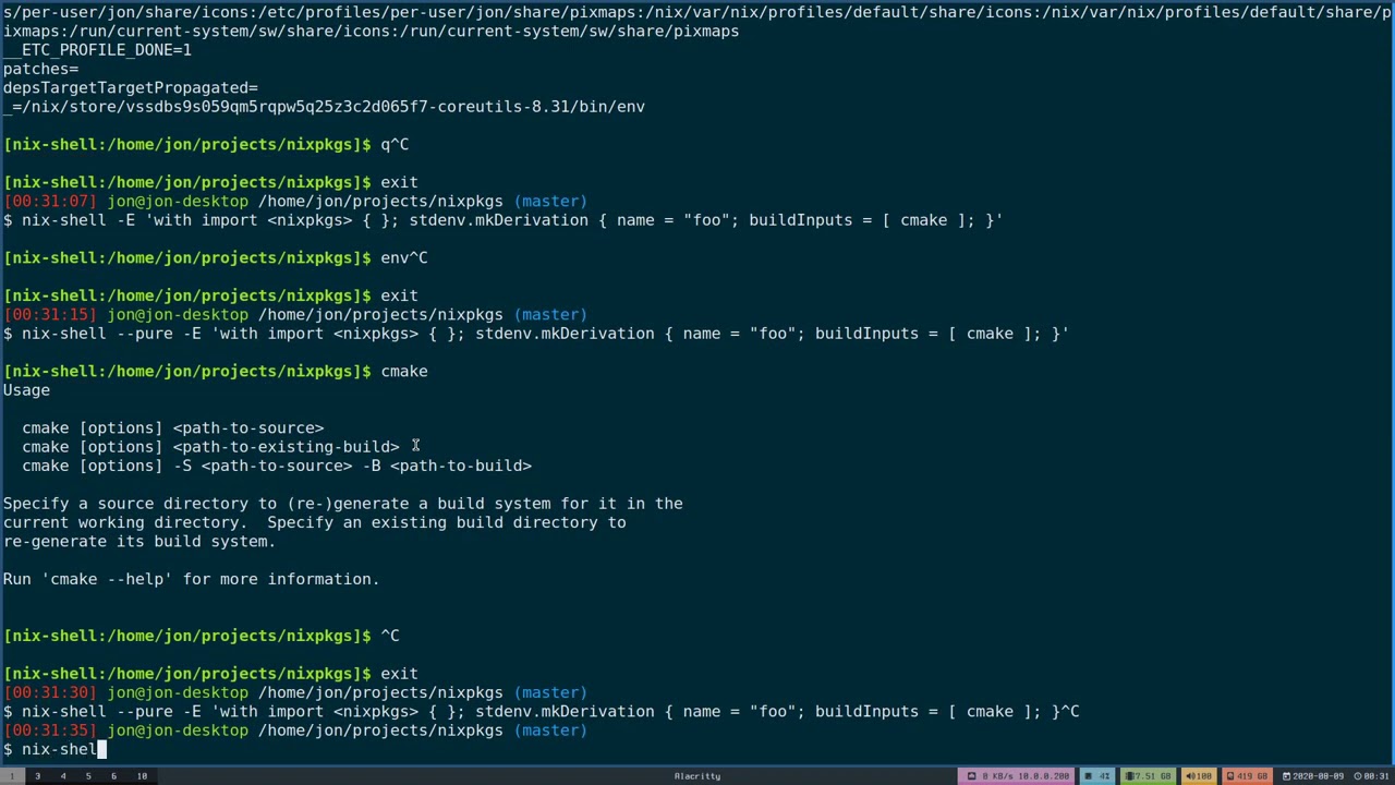 Nixpkgs - nix-shell intermediate usage
