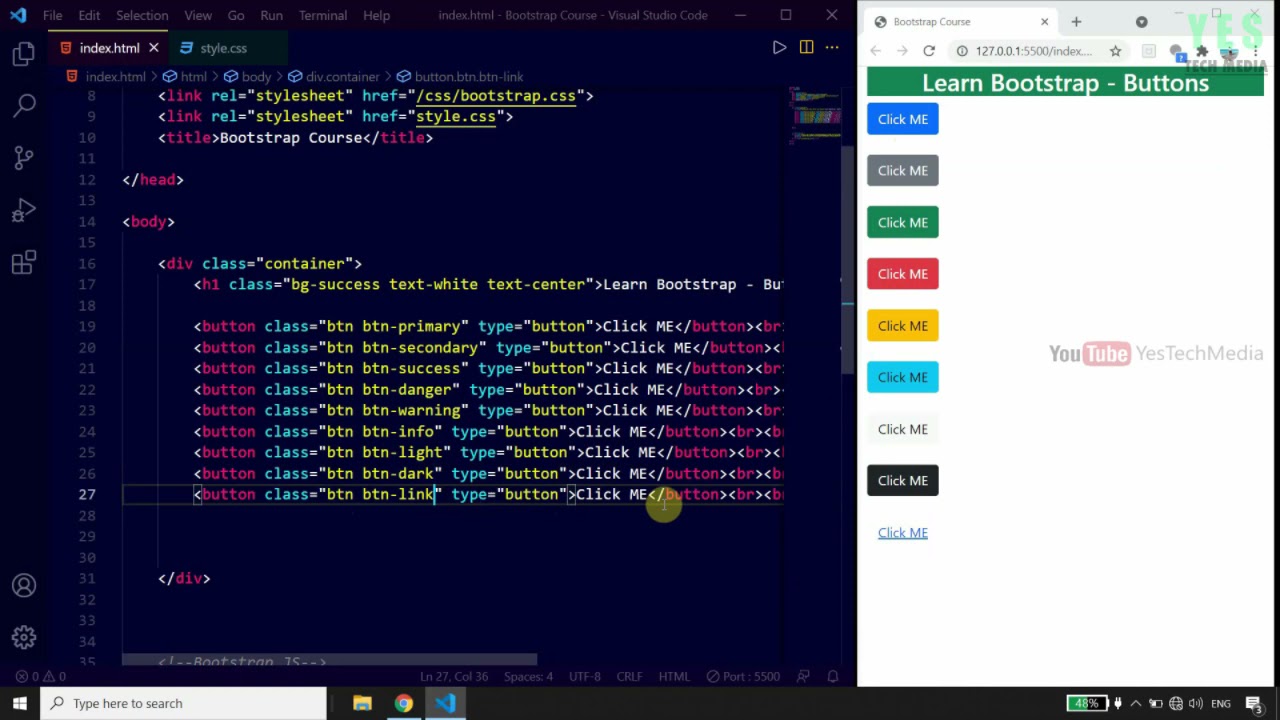 11. Buttons - Bootstrap Malayalam Tutorial