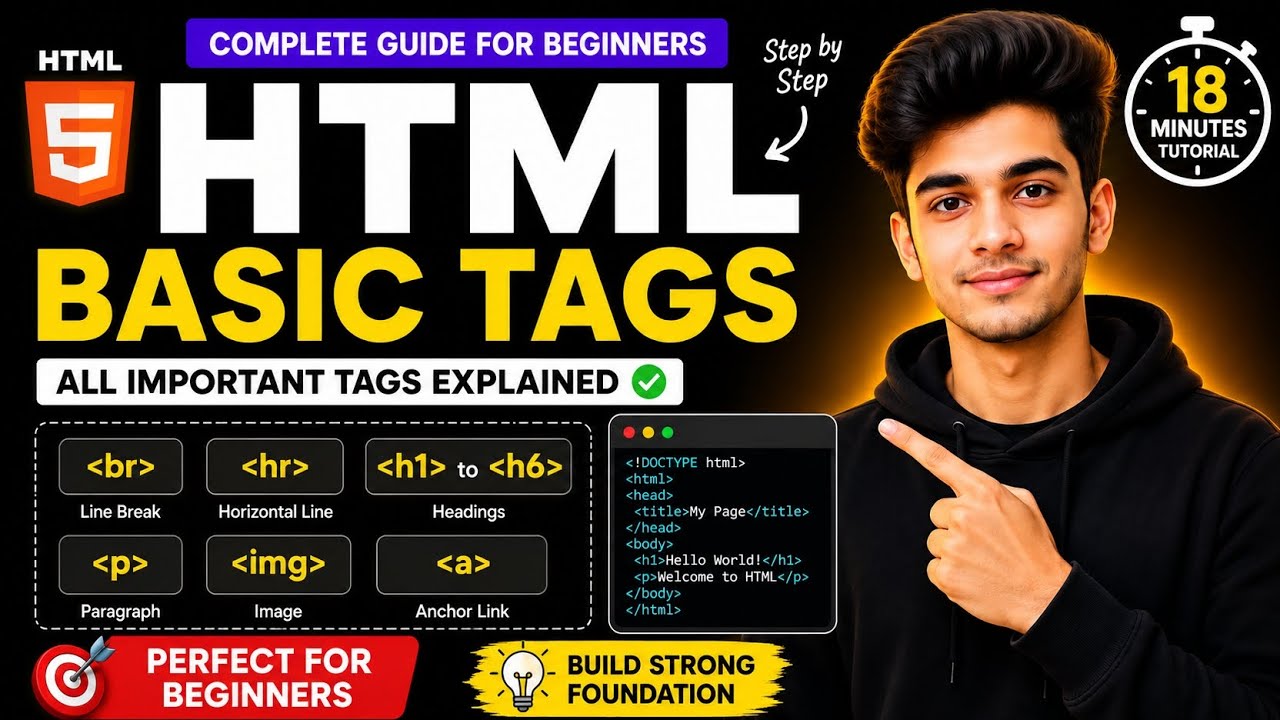 HTML Tutorial for Beginners in Hindi 2026| Learn Basic HTML Tags Step by Step