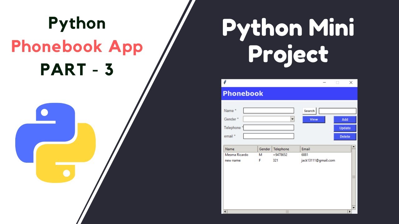 Phonebook app using Python with source code | File Structure mini project | PART 3