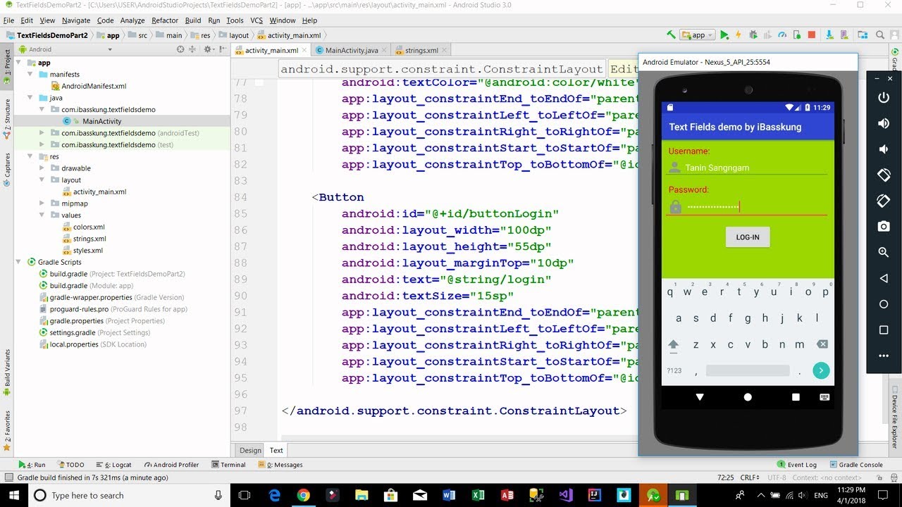 Android Login Screen - (EditText) Text Fields Example Part 1/3 (XML)