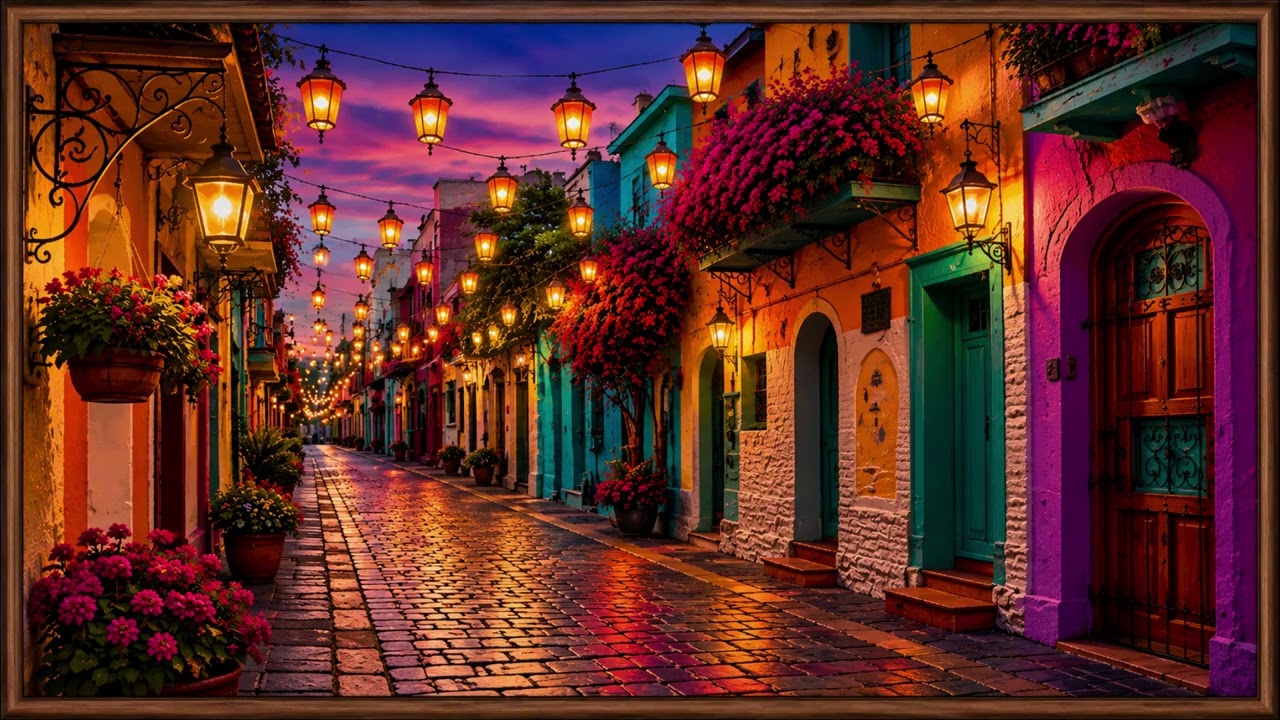 Mexican Lantern Alley ✨ | Relaxing Colorful Village Wallpaper