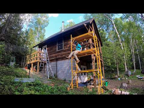 Installing Gutters & Rain Barrels At Off-Grid Cabin