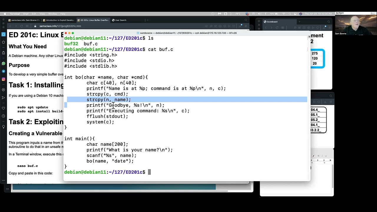 ED 201c Linux Buffer Overflow Command Injection