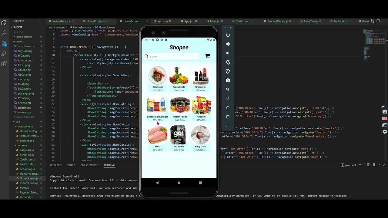 Shopee  |  React-Native |  E-commerce Application  |  JavaScript