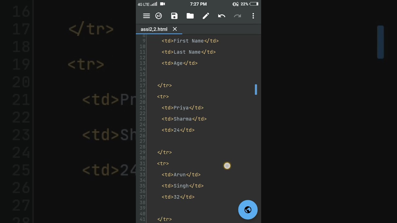 Table in HTML || How To make a table in html || #html#code #table