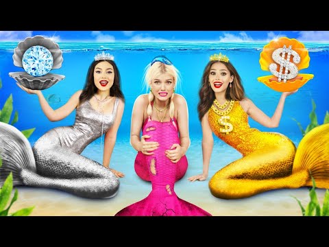 RICH vs POOR vs GIGA RICH Mermaid | Best Pool Party with Mermaids & Underwater Situations by RATATA