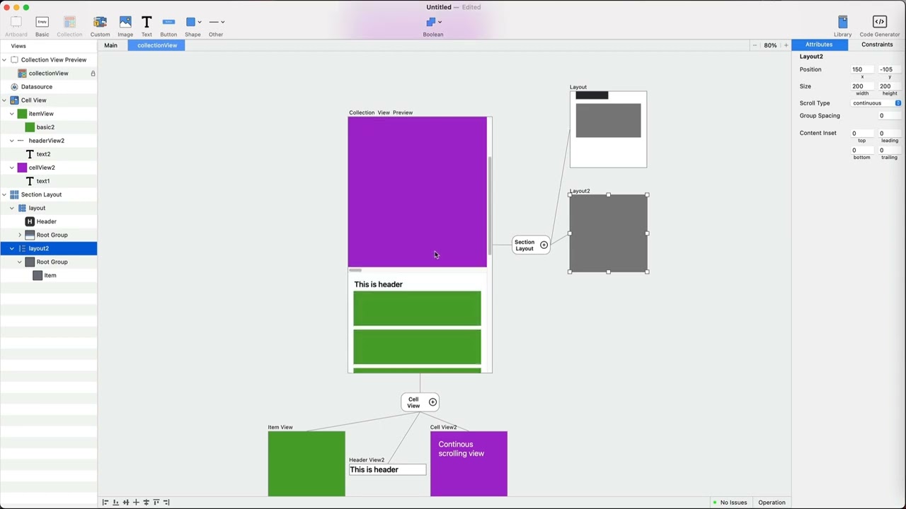 LayoutCode: How to create collection view layout with horizontal scrolling