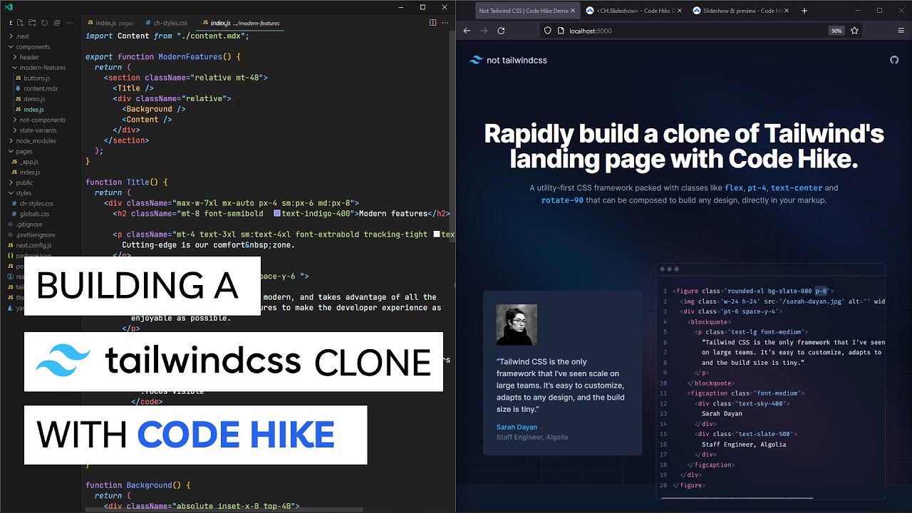 Tailwind's website clone with Code Hike