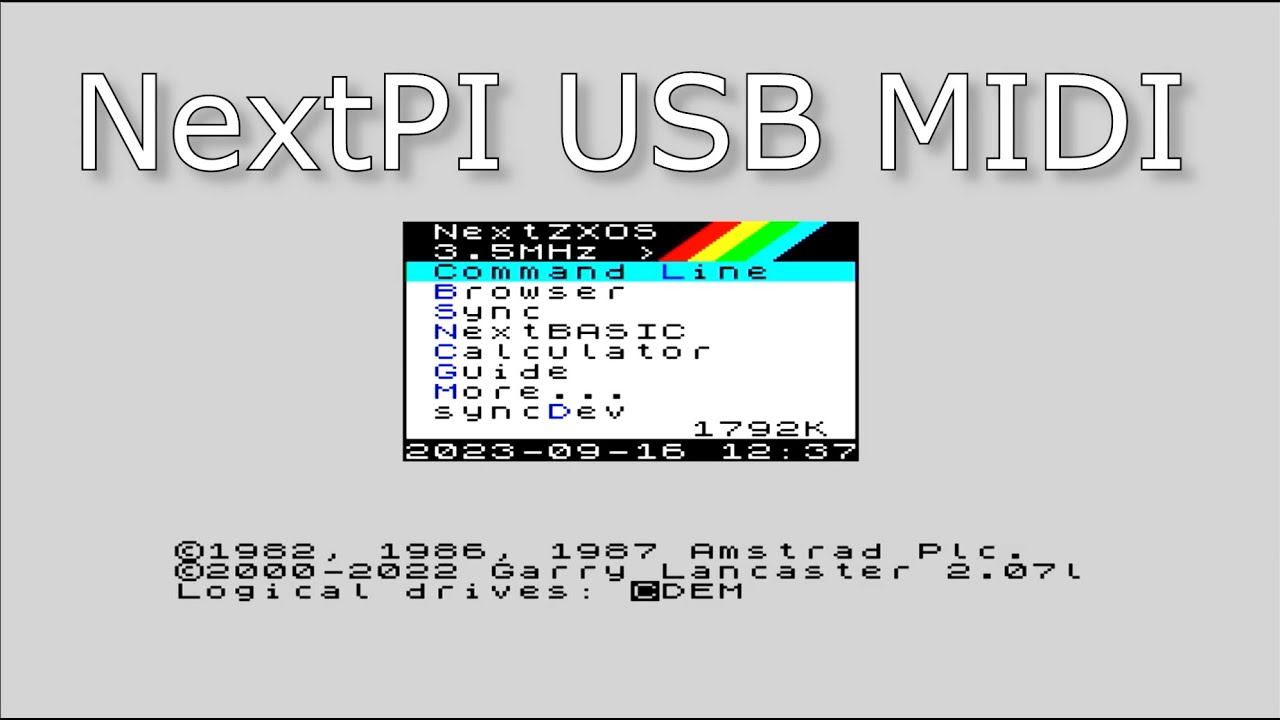 Using USB MIDI with the ZX Sectrum Next (via raspberry pi 0)