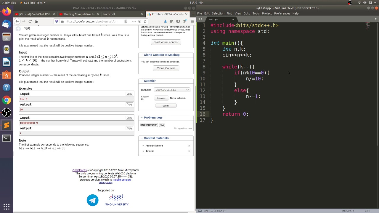 SOLVING MY FIRST PROBLEM ON CODE FORCES