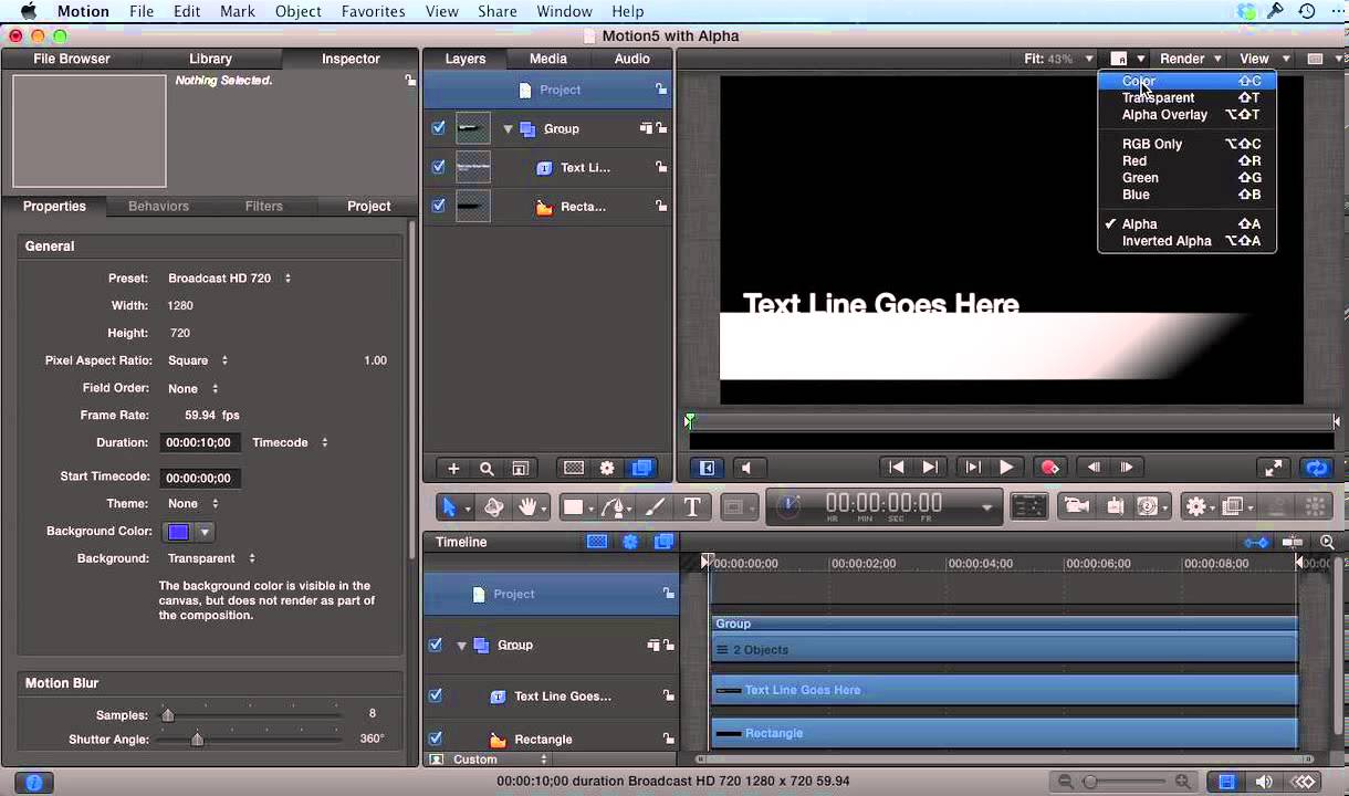 Export Motion 5 Project with Alpha Channel