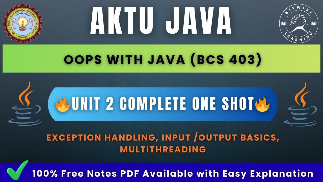OOPS with Java complete Unit 2 One shot 🔥 | AKTU B.Tech CSE (BCS403)