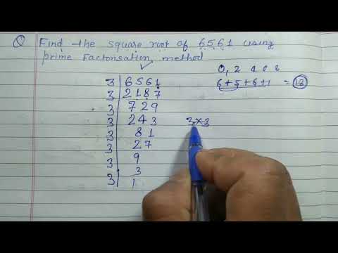 Find the square root of 6561 by prime factorisation method