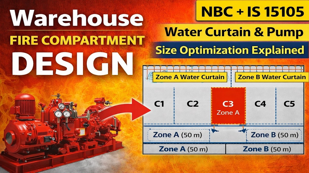 Warehouse Fire Compartment Design (NBC+ IS 15105) | Water Curtain & Pump Size Optimization Explained