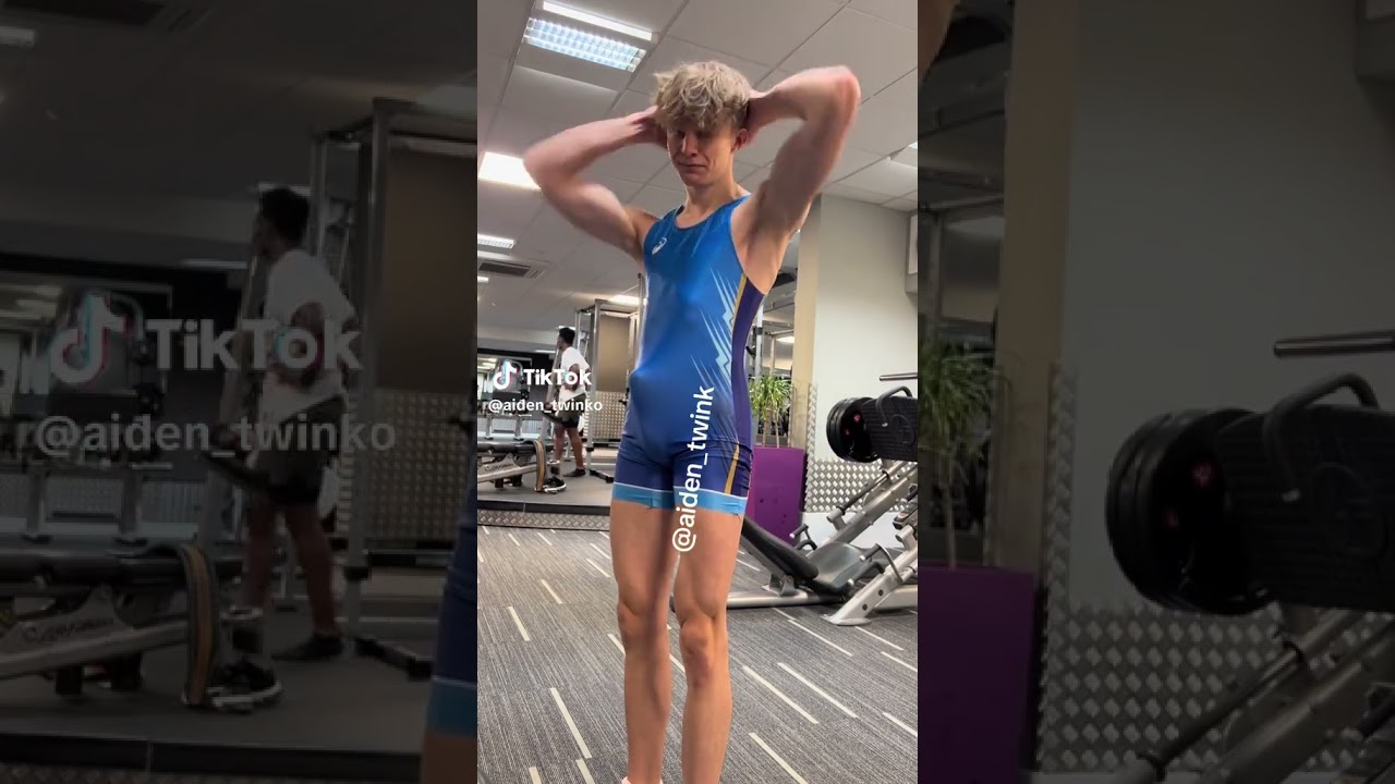 Slim Twink in a gym in Bulging Lycra - from TikTok - AGE-RESTRICTED (Age 18+)