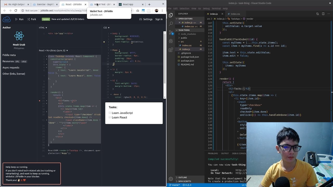 [Live Coding] 3 Assignment Tasks | HTML/CSS | JavaScript | ReactJS