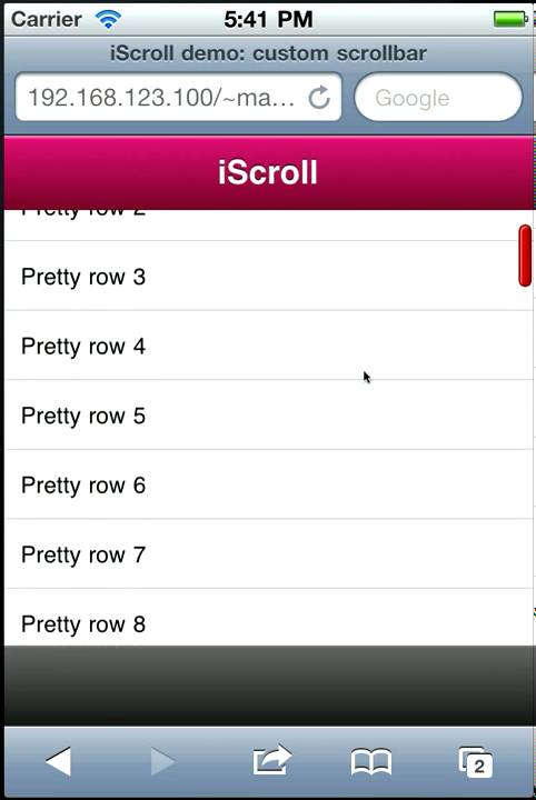 iScroll custom scrollbars
