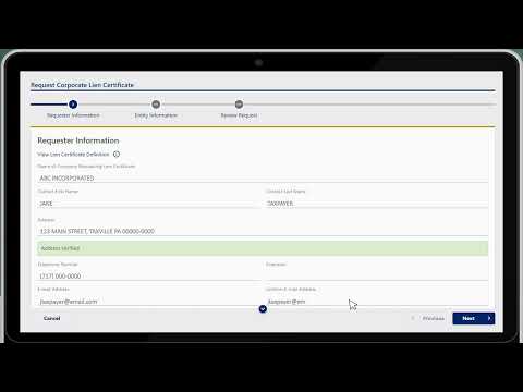 Department of Revenue - Requesting a Corporate Lien Certificate